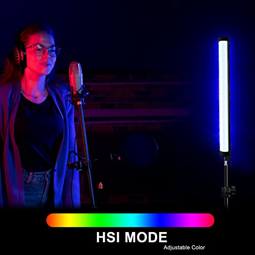 RGB Led Video Light Stick Wand with Stand, QEUOOIY 360° Full Color 2500 ...