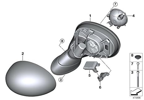 MINI Genuine Door Wing Mirror Cover Primed Left N/S Passenger Side ...