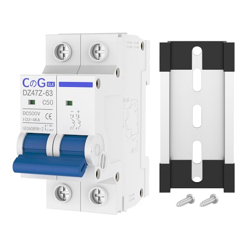 DC Miniature Circuit Breaker, CGELE 2 Pole 50 Amp 500V DC Disconnect Switch for Solar PV Systems ...