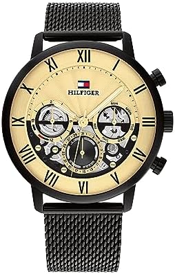 Tommy Hilfiger, Legend Men's Gold Dial, Ionic Plated Bla Steel Watch ...