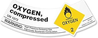Amazon.com: SmartSign "Oxygen - Compressed" Pack of 25 Gas Cylinder ...