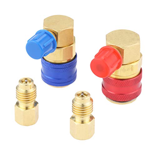 Aupoko R134A Quick Coupler Adapter Kit, High/Low Side 90 Degree Angle ...