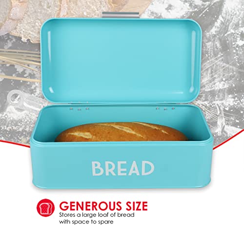 Retro Bread Box For Kitchen Countertop, Metal, (Turquoise) By Home ...