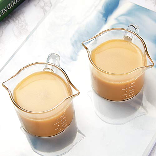 2 Pack Double Spouts Measuring Triple Pitcher Milk Cup 75ML Espresso Shot Glasses Parts Clear ...