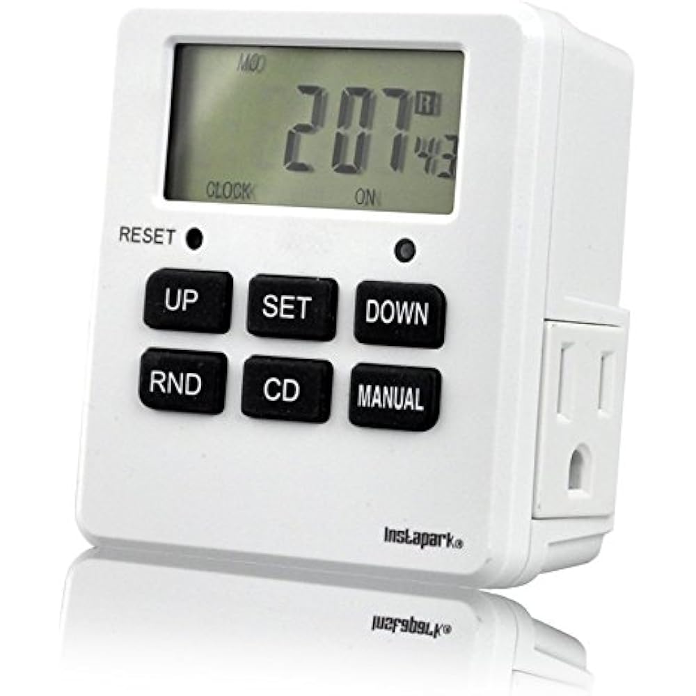 Digital Timers Programmable TUE-19 7 Day, Dual Outlet, 3 Prong Socket ...
