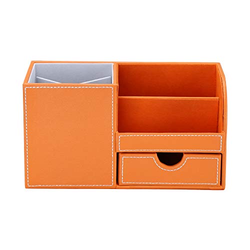 KINGFOM Wooden Struction Leather Multi-function Desk Stationery ...