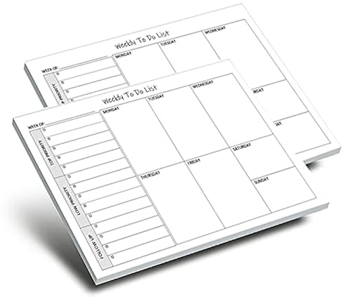 Weekly TO DO List Notepads (2 Pack, 50 Pages Each) Task Planner Pads w ...