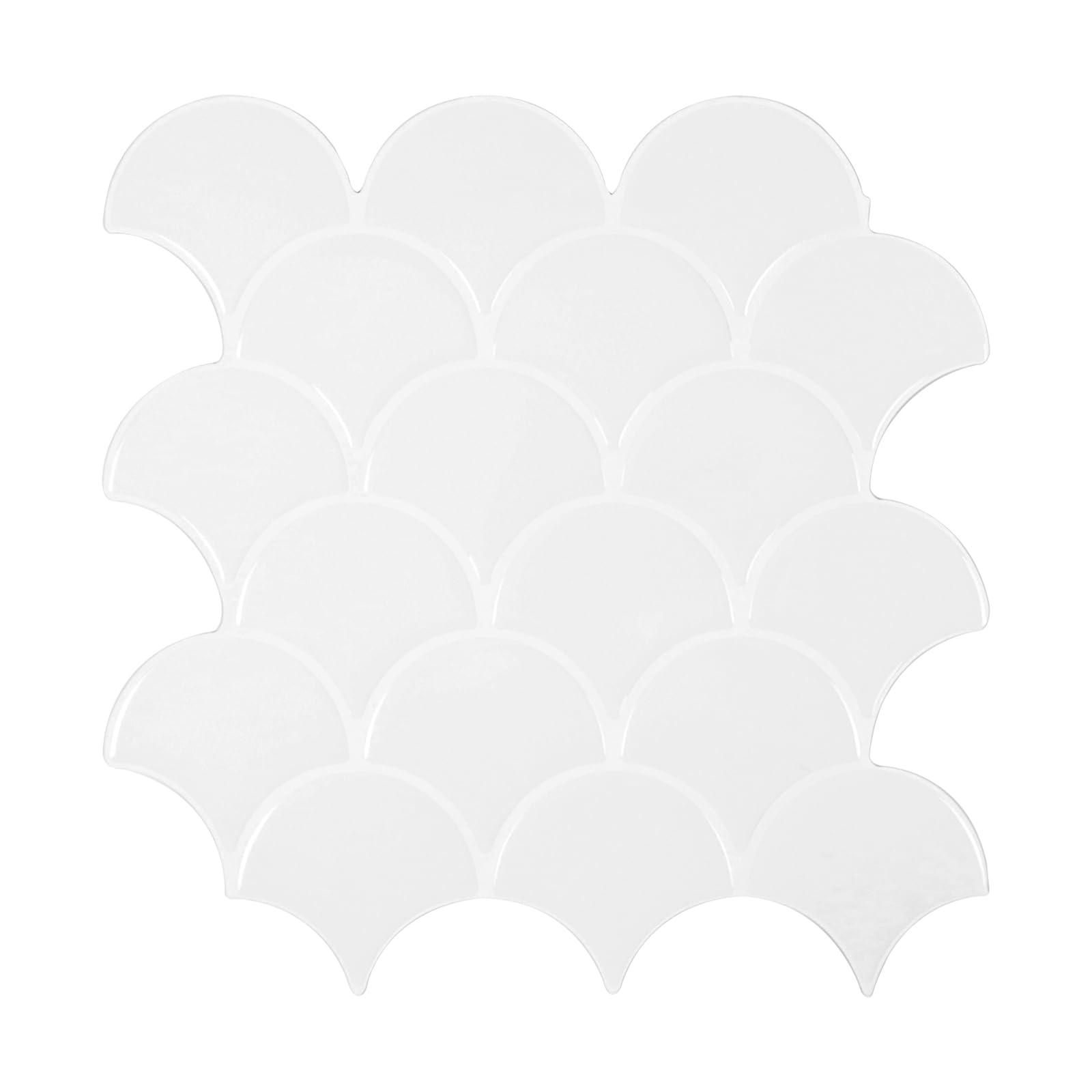 White Peel and Stick Backsplash Fish Scale Tile, Scallop Design ...
