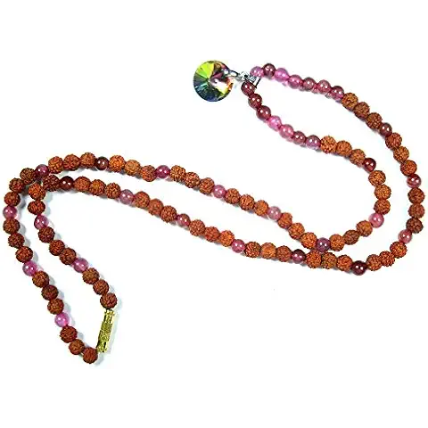 Meditation Japamala Rudraksha Pink Jade Om Prayer Beads Spiritual ...