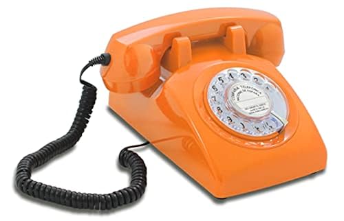 Orange Rotary Retro Phone with Classic Spanish Telecoms Rotary Dial ...