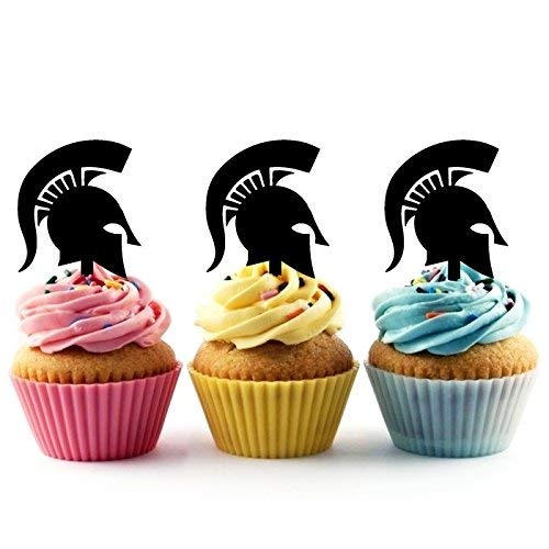 Spartan Helmet Roman Sparta Silhouette Acrylic Cupcake Toppers 12 pcs ...