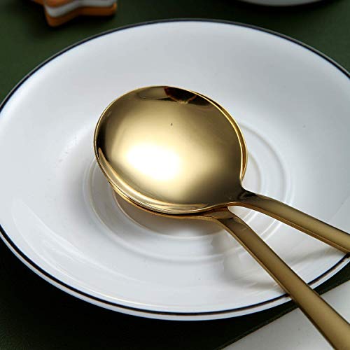 Gold Soup Spoon of 4, Berglander 7.5" Stainless Steel Titanium Plating ...