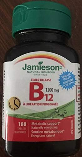 Amazon.com: Jamieson Vitamin B12 1200mcg Timed Release, 180 Tablets ...