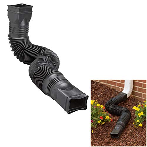 Black Flexible Downspout Extension Gutter Connector Rainwater Drainage ...