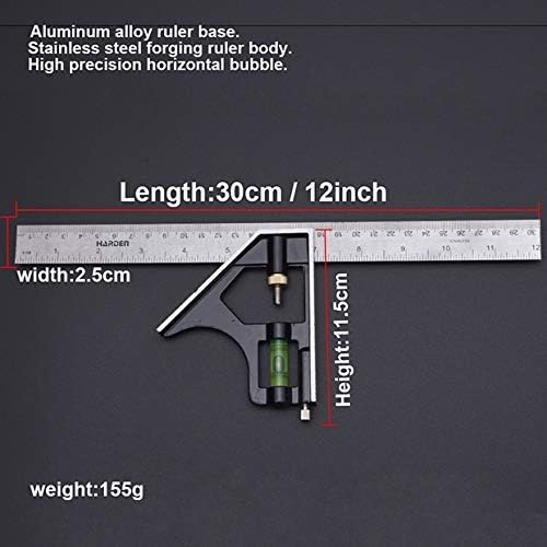 Heavy Duty Stainless Steel Metric 300mm Combination Square Vial Ruler ...