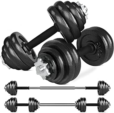 EqiEch Cast Iron Adjustable Dumbbells Weight Set,Barbell Set,Men Women ...