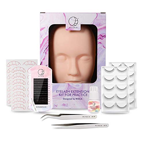 RIISCA Eyelash Extension Kit with Mannequin Head - Lash Extension Kit ...