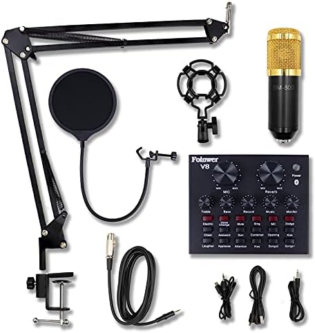 سعر BM-800 Mic Kit with V8 Live Sound Card, Condenser Microphone Bundle, Adjustable Mic ...