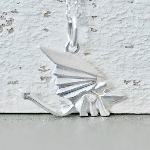 Amazon.com: Origami DRAGON Necklace in Sterling Silver with 16" Chain ...