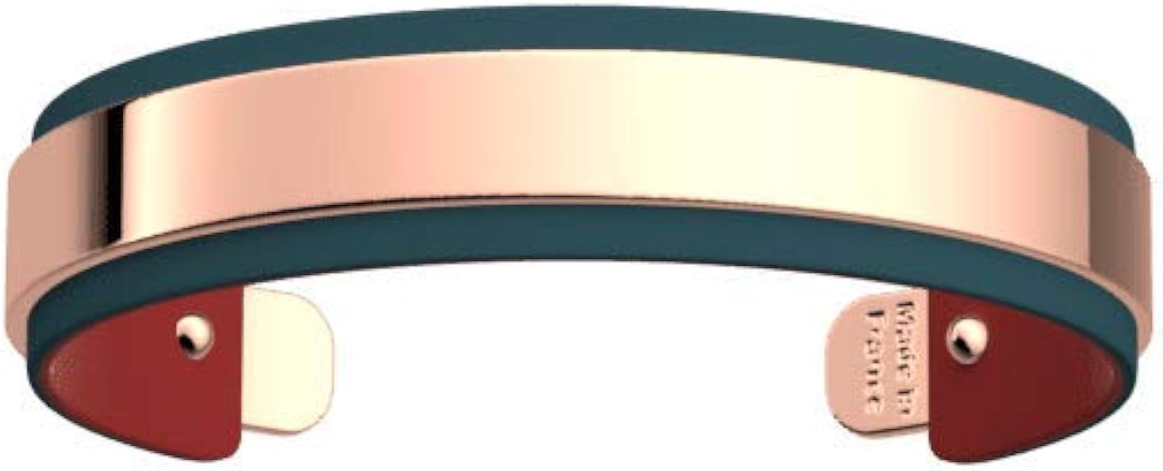 Les Georgettes - Bracelet jonc en or rose de 14 mm avec insert en cuir ...