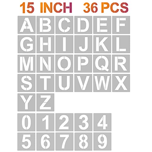 YEAJON 15 Inch Letter Stencils and Numbers, 36 Pcs Alphabet Art Craft ...