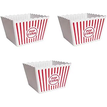Amazon.com: [Novelty Place] Plastic Red & White Striped Classic Popcorn ...