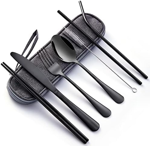 Portable Stainless Steel Flatware Set,Travel Utensils,Reusable Silverware Set To Go Portable ...