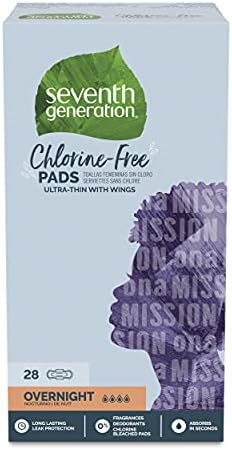Seventh Generation Ultra Thin Pads, Overnight with Wings, Chlorine Free ...