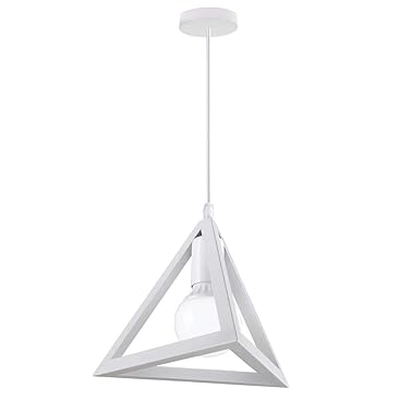 White Pendant Lamp Simple Ceiling Lighting Creative Triangle Shape Lamp ...