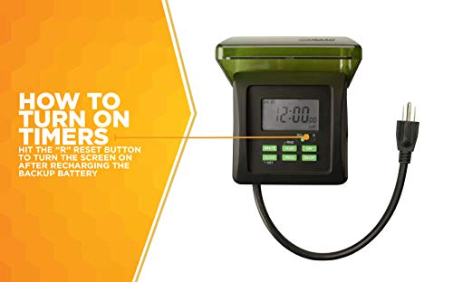 Woods 50015WD Outdoor 7-Day Heavy Duty Digital Plug-in Timer; 2 ...