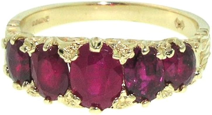 14ct Yellow Gold Ladies 5 Stone Ruby Ring : Amazon.co.uk: Jewellery