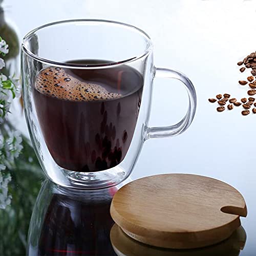 Aiboria Glass Coffee Mugs Set of 2 - 12 OZ Double Walled Insulated ...