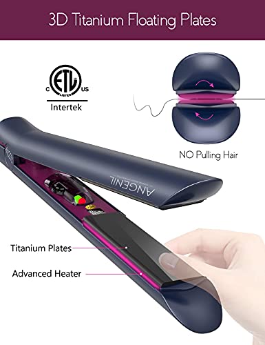 ANGENIL Professional Titanium Flat Iron 1 inch, Hair Straightener and Curler 2 in 1 with ...