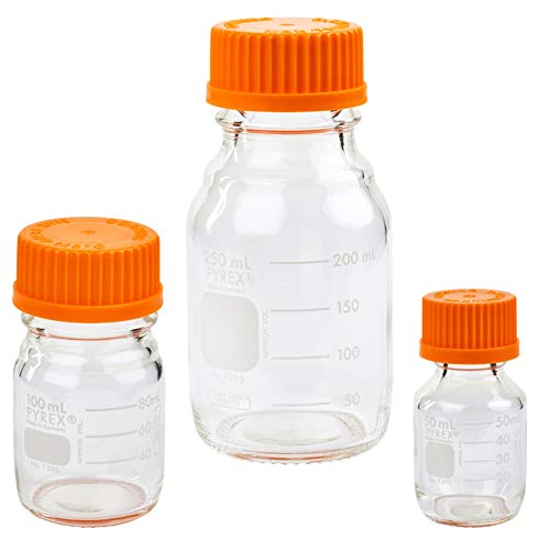 Corning PYREX #1395-SET, Round Media Storage Bottle Set, With GL45 ...