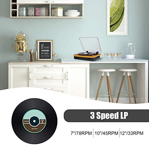 Musitrend Record Player 3-Speed Belt-Drive Turntable with Built-in ...