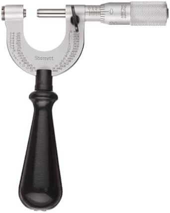 Starrett 205HL Steel Mill Micrometer, Plain Thimble, Lock Nut, 0-1 ...
