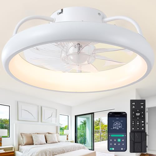 Ceiling Fans,Flush Mount Ceiling Fans with Lights and Remote Control ...