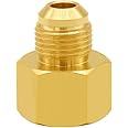 Joywayus Brass Flare Tube Fitting Coupling Gas Adapter 1/2" Flare Female x 3/8" Flare Male Pipe ...