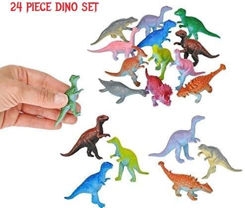 Amazon.com: 24-Piece Set of Mini 3" Plastic Dinosaurs! Assorted Colors ...