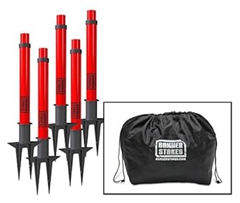 Banner Stakes PLUS Red Plastic Stake (Pack of 5) 5 PLUS Stakes with ...