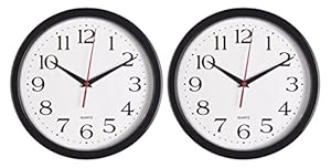 Amazon.com: Bernhard Products - Black Wall Clocks, 2 Pack Silent Non ...