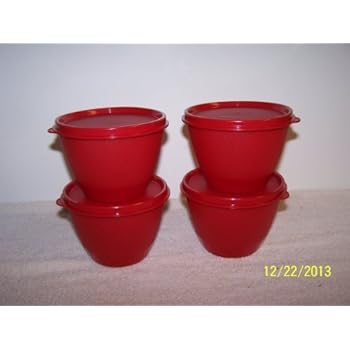 Amazon.com: Tupperware Refrigerator Bowls Set of 4 Red: Kitchen & Dining