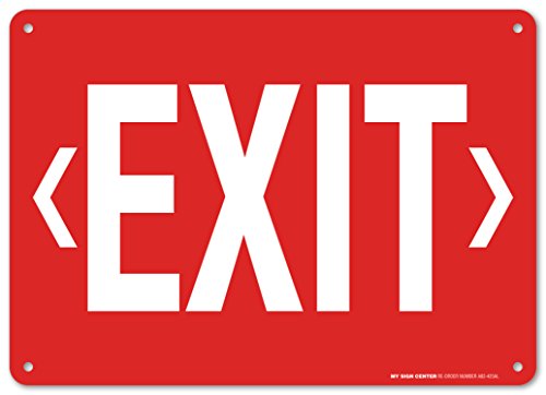 Exit With Double Arrows Safety Sign - Emergency Exit Signs - 10" X 14 ...