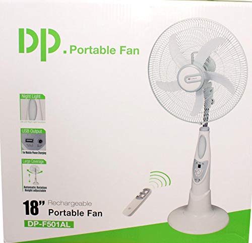 DP 18" Rechargeable Fan AC/DC (White, 18-inch with remote): Amazon.in ...