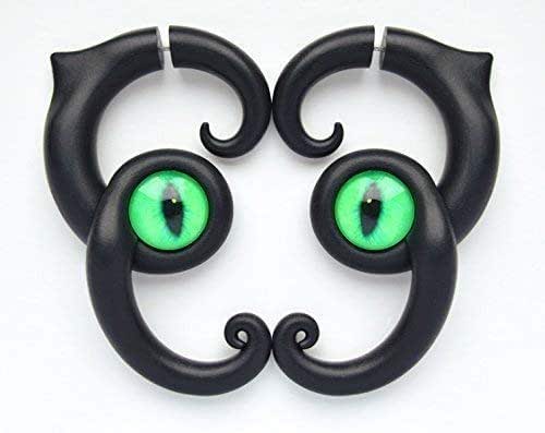 Amazon.com: Cat Earrings Ear Piercings Cat Ear Plugs and Fake Gauge ...