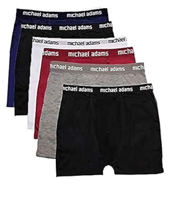 Michael Adams Men's Boxer Brief No-Fly Comfort Waist 6-Pack Assorted ...