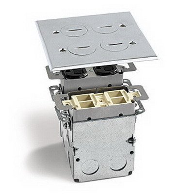 Lew Electric SWB-4-PQ-A Floor Box, Quad Box w/Duplex Receptacle & 4 ...