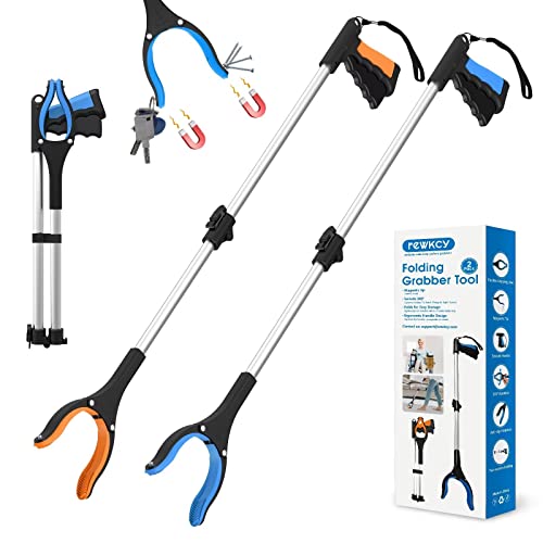 REWKCY 34" Grabber Tool - 2 Pack 34 Inch Long Foldable Grabbers for ...