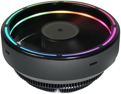 Vetroo M2 CPU Cooler, Black Aluminum Fins LED Ring Lighting Hydraulic ...