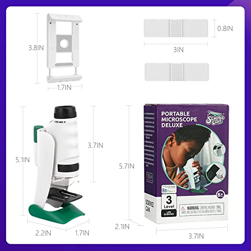 SCIENCE CAN Microscope for Kids,Pocket Microscope for Kids Ages 8-12 ...